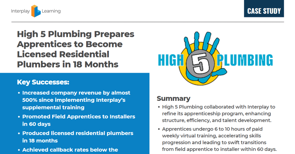 Case Study: High 5 Plumbing’s Apprentice Success | Interplay
